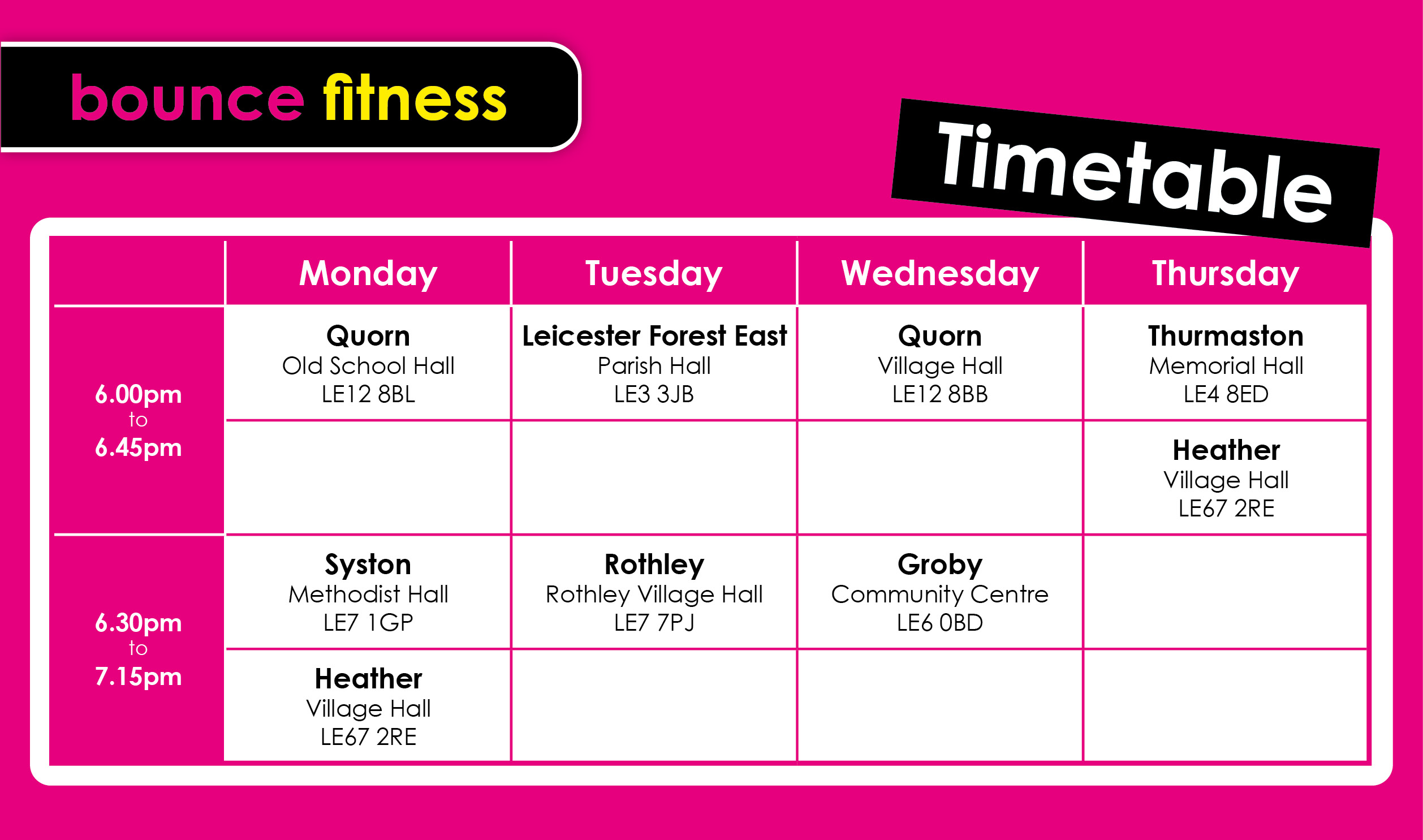 Bounce Fitness classes | onesixeight: fitness